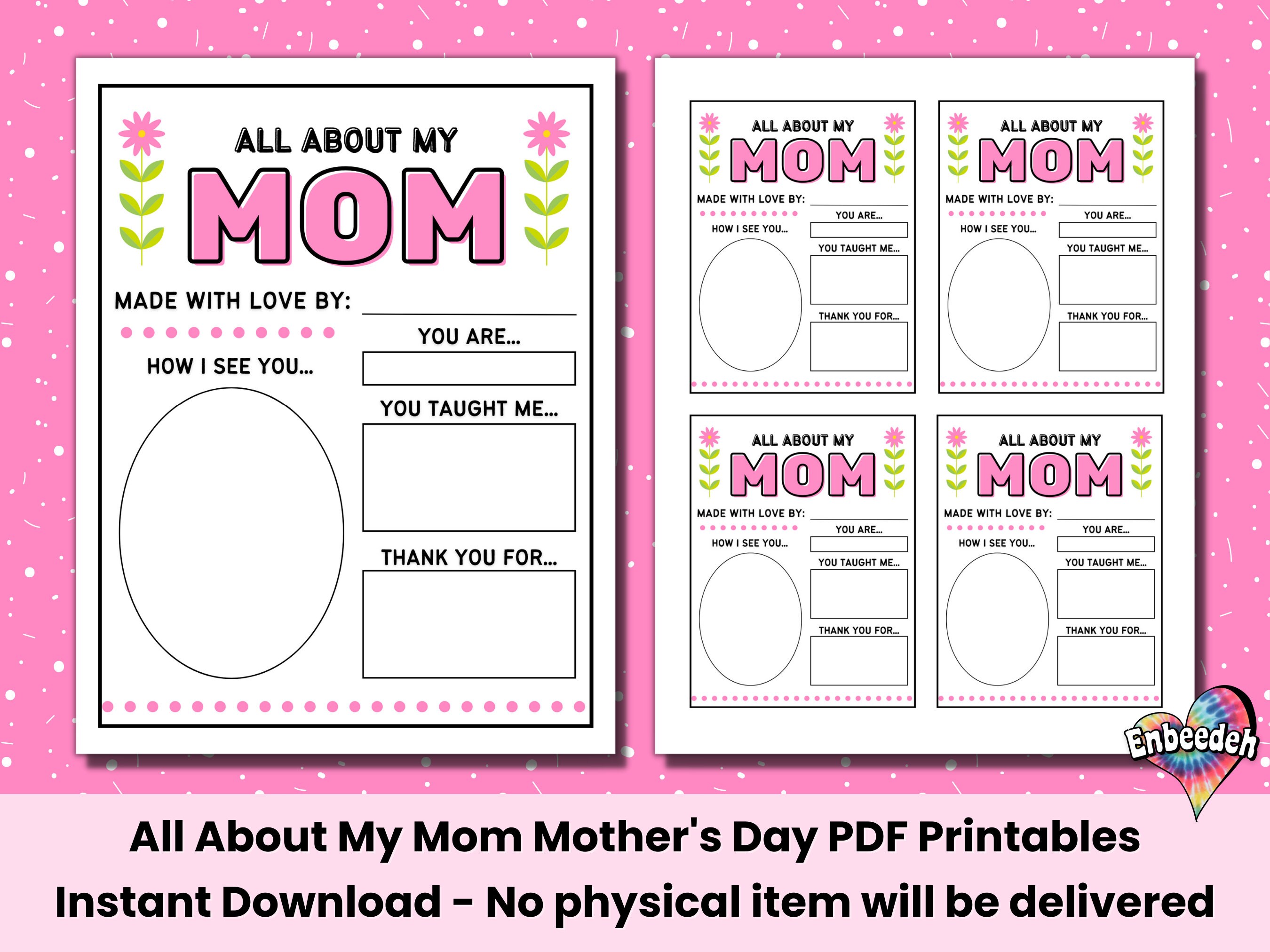 All About My Mom Mothers Day Gift All About My Mom Printable Mothers ...