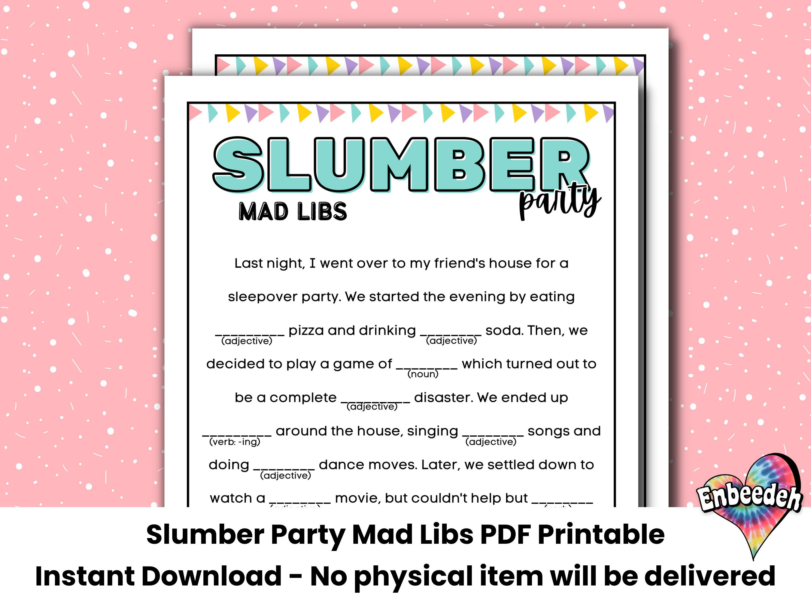 Mad Libs | Slumber Party Game | Printable Birthday Mad Libs | Sleepover ...