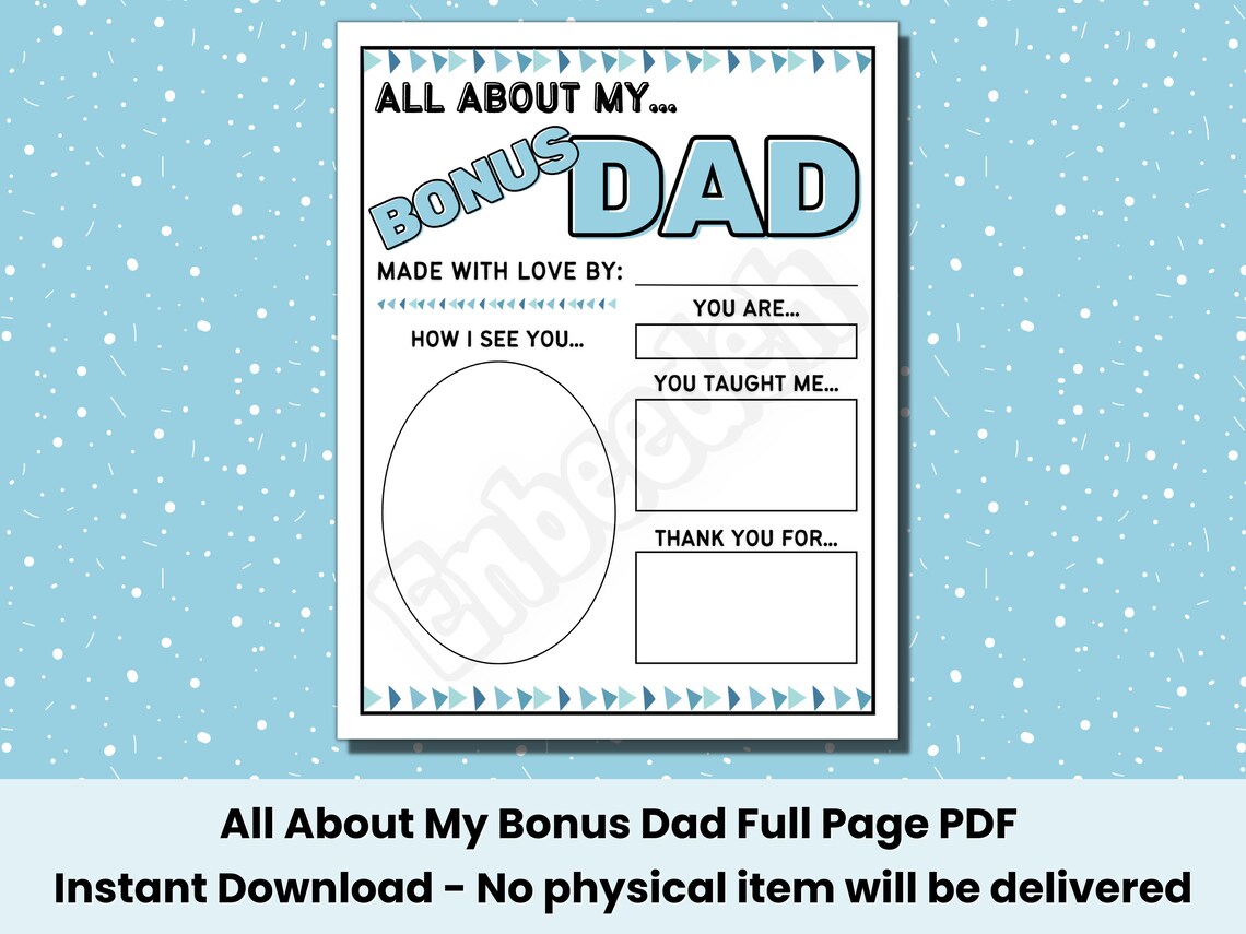 Bonus Dad Father's Day Gift All About My Bonus Dad Fathers Day ...