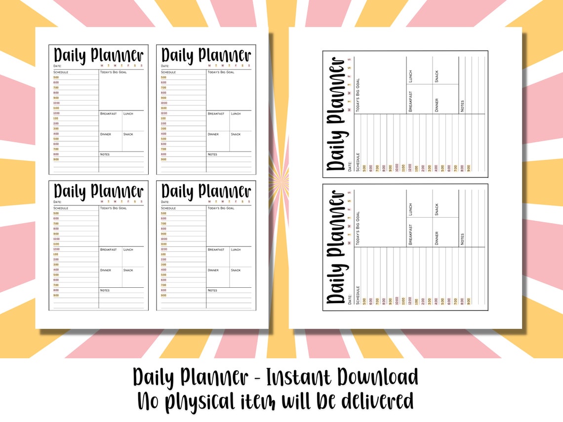 Hourly Daily Planner Printable | Retro Simple Day Planner | Plan by the ...