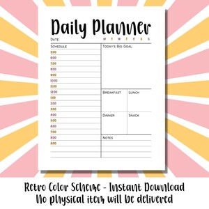 Hourly Daily Planner Printable | Retro Simple Day Planner | Plan by the ...