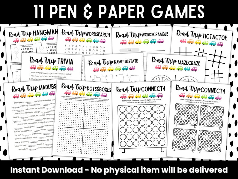 Road Trip Games Printable Activities | Family Vacation Scavenger Hunt ...