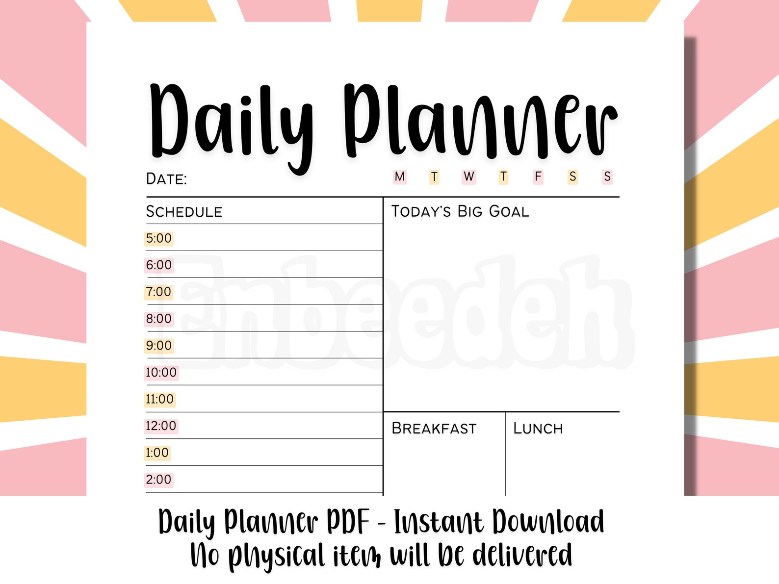 Hourly Daily Planner Printable | Retro Simple Day Planner | Plan by the ...