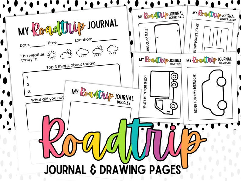Road Trip Journal for Kids | Car Ride Drawing Pages | Travel Journal ...