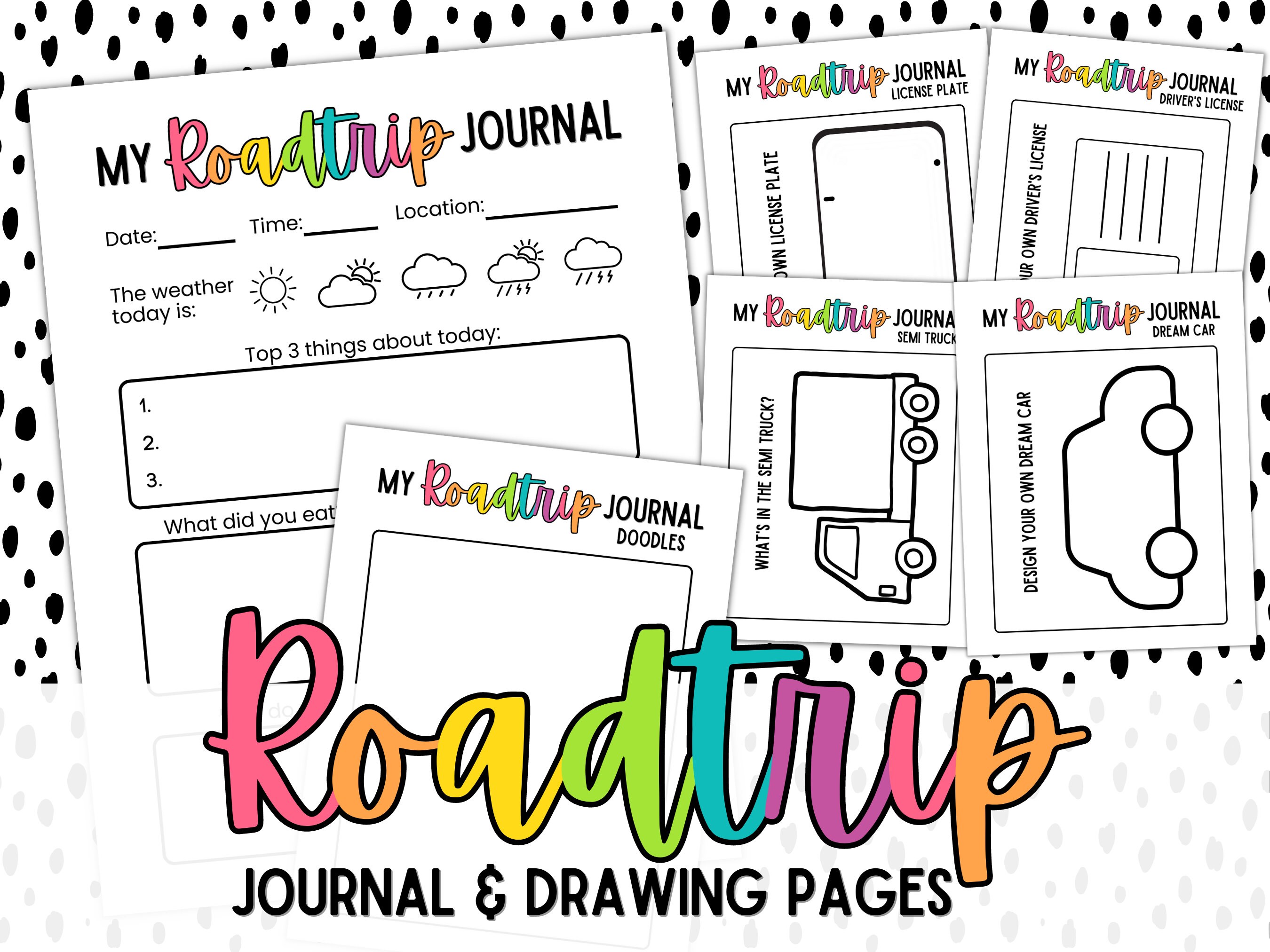 Road Trip Journal for Kids | Car Ride Drawing Pages | Travel Journal ...