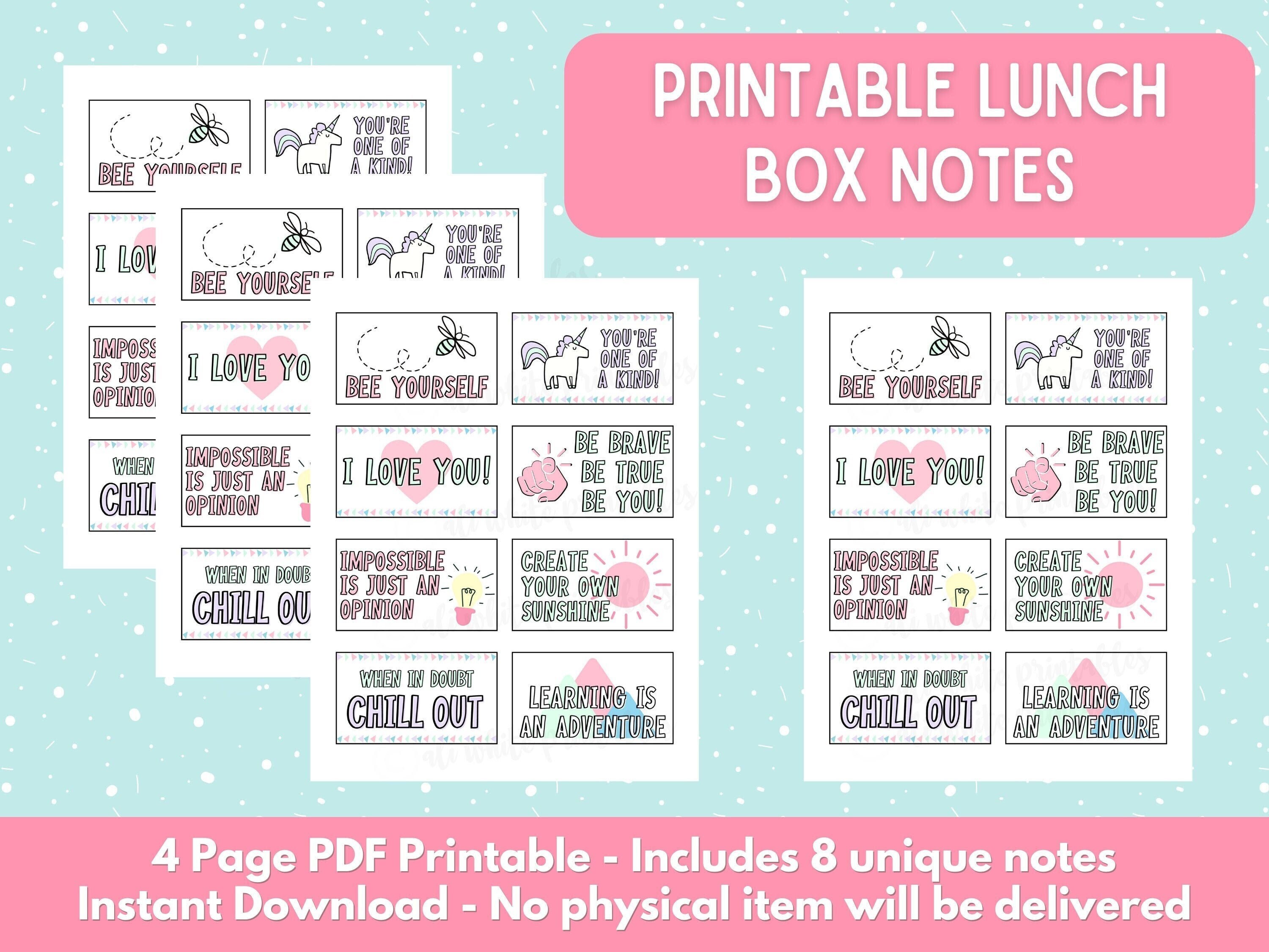 Printable Notes for Kids Notes for Daughter Fun Colorful Bright Lunch ...