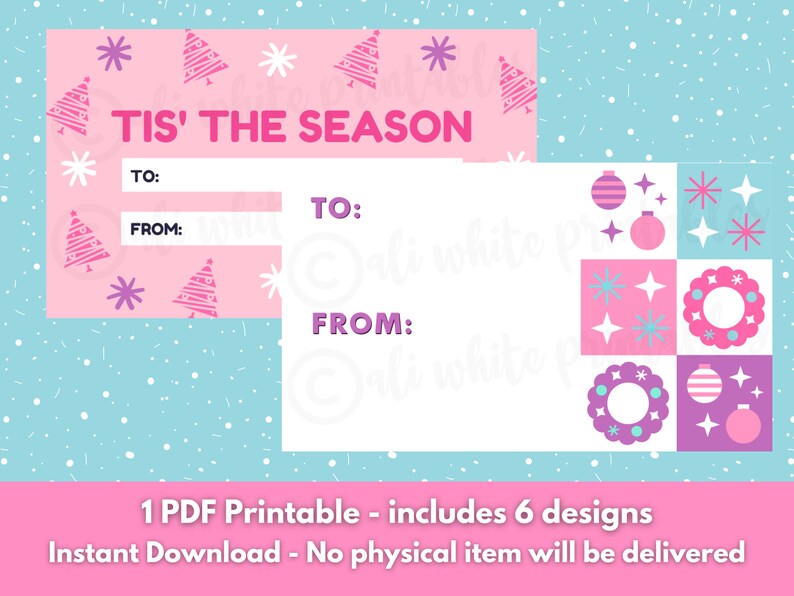 Christmas Gift Tags Printable PDF Christmas Party Holiday Fun Download ...