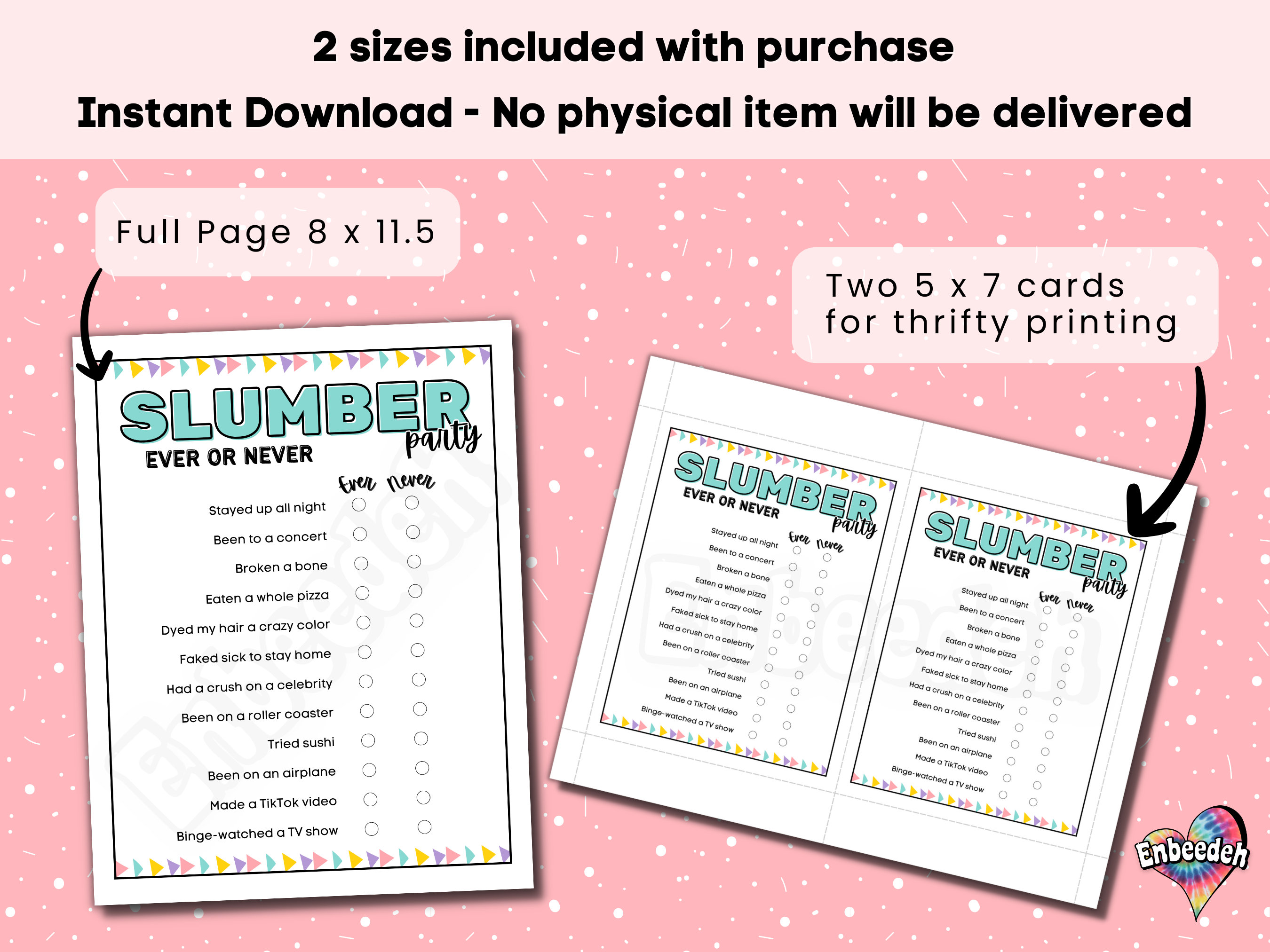 Slumber Party Game: Never Have I Ever - Teen Sleepover (PDF) - Etsy