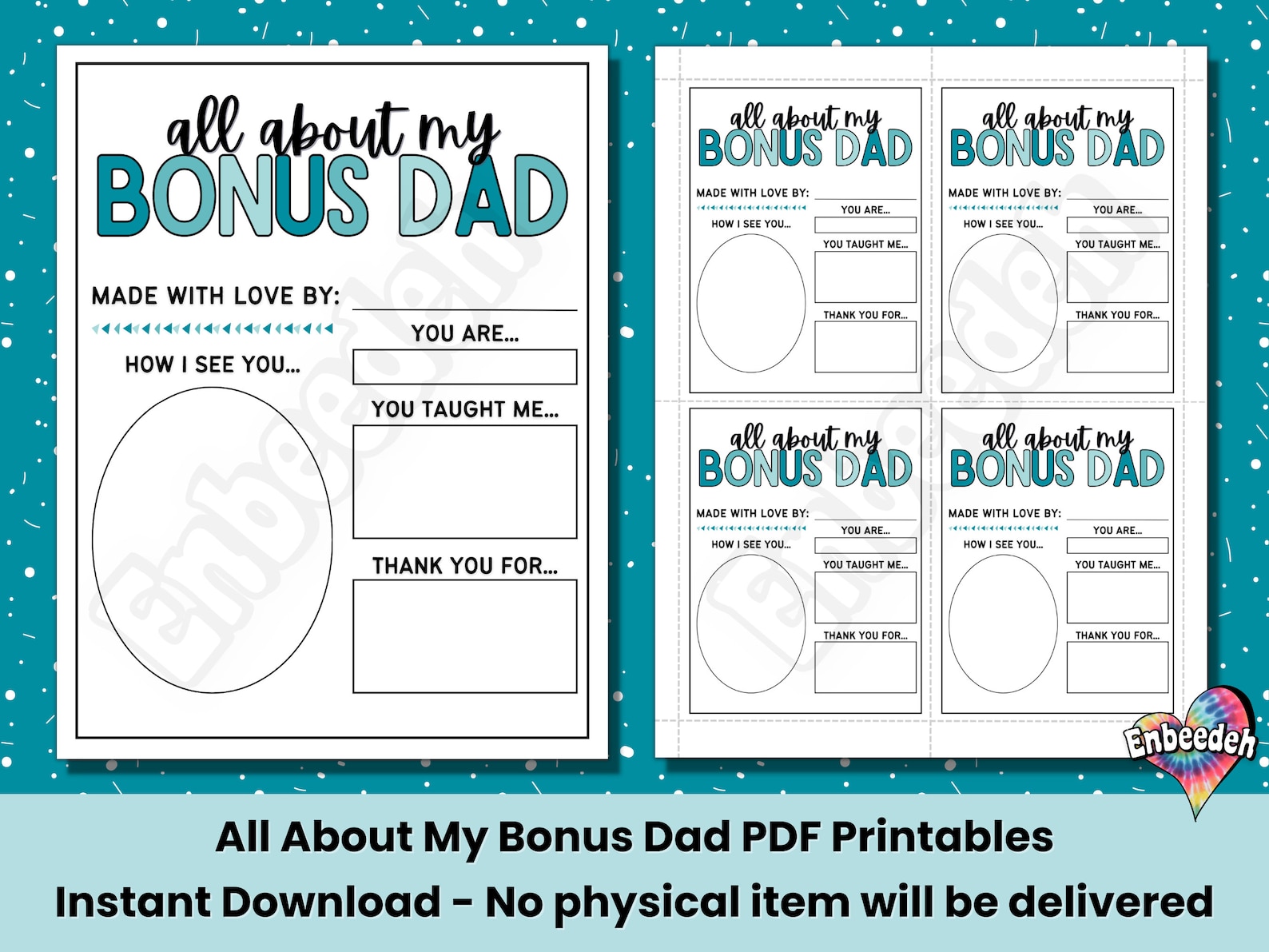 Bonus Dad Gift | All About My Bonus Dad | Father's Day Printable ...