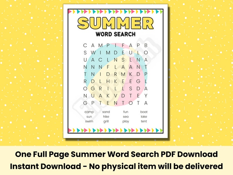 Summer Word Search | Summer Activities for Kids | End of the Year | Fun ...