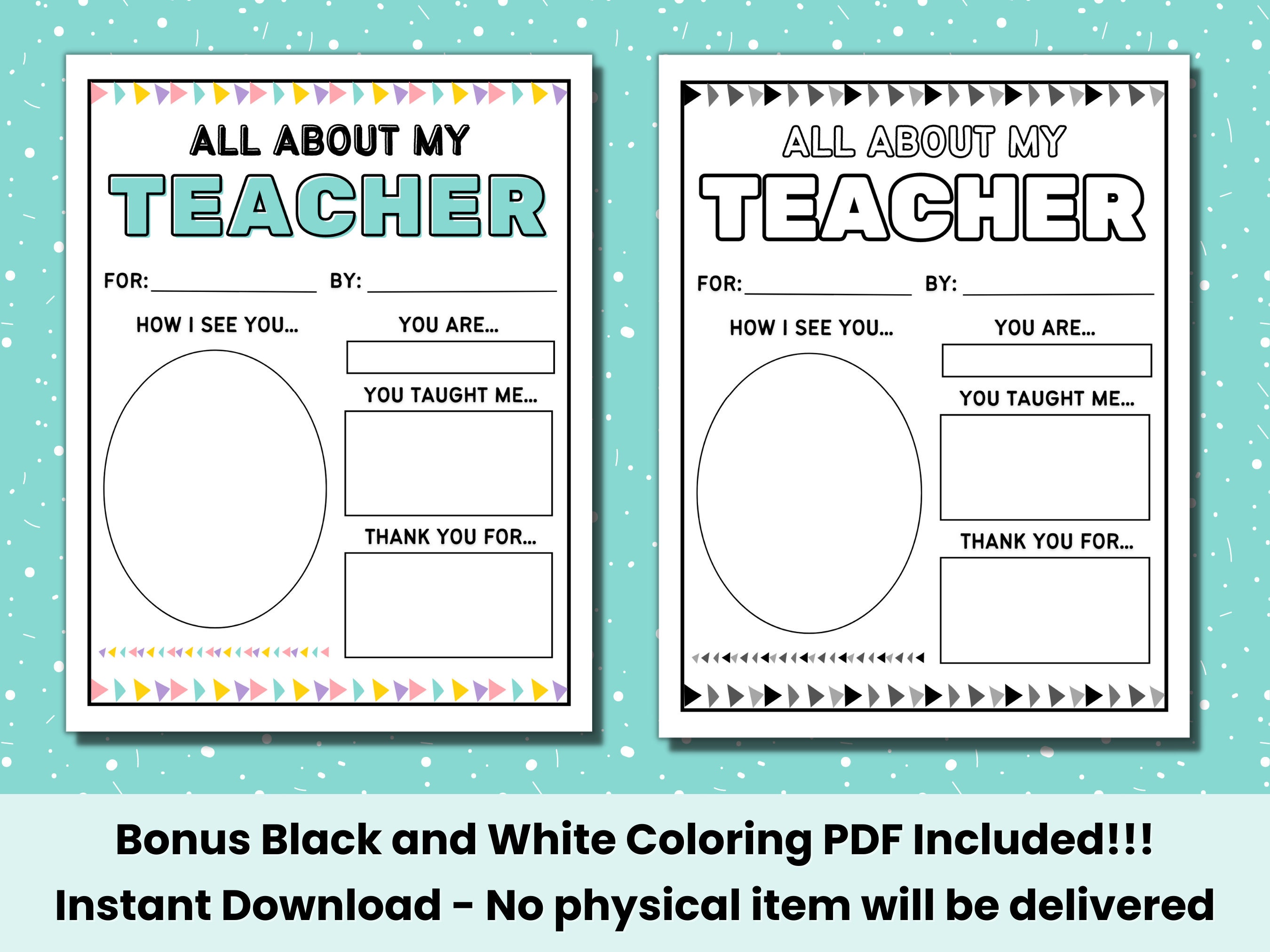 Teacher Appreciation Week Printable Teacher Thank You All About My ...