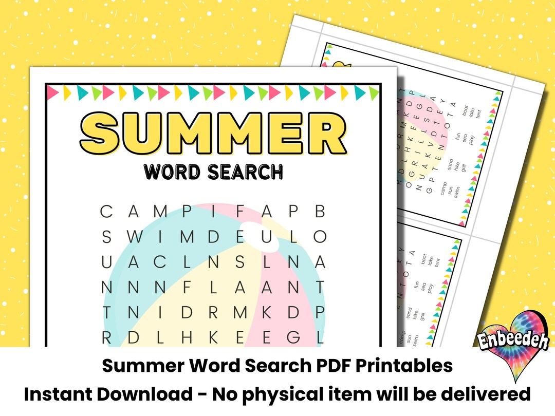 Summer Word Search | Summer Activities for Kids | End of the Year | Fun ...