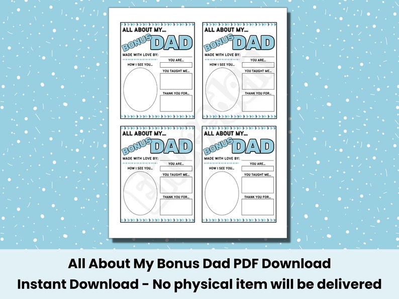 Bonus Dad Father's Day Gift | All About My Bonus Dad | Fathers Day ...