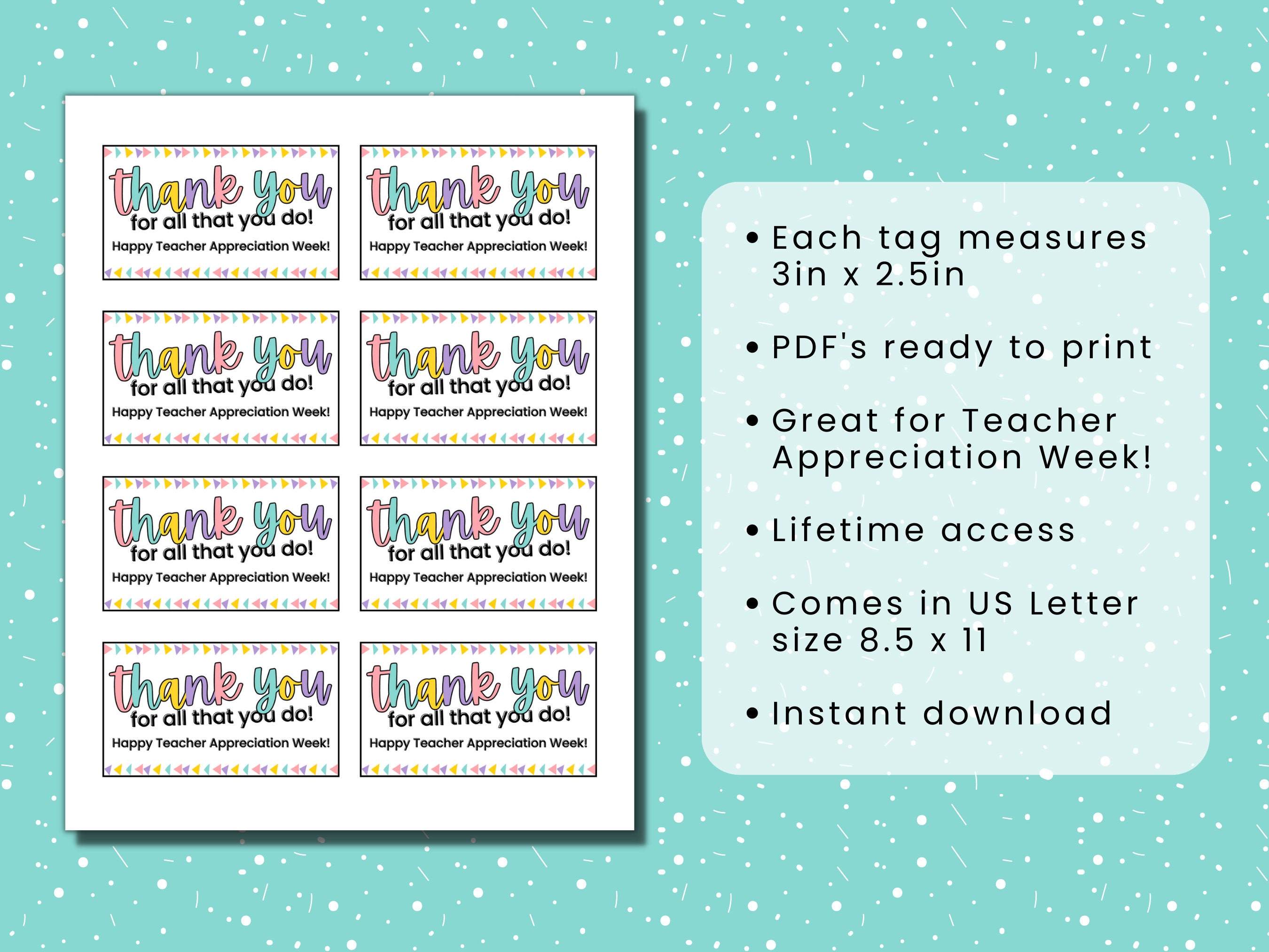 Teacher Appreciation Week Printable | Thank You Tags PDF | Teacher ...