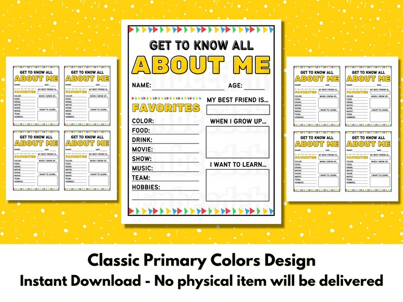 All About Me Printable Classroom and Homeschool Keepsake Interview for ...