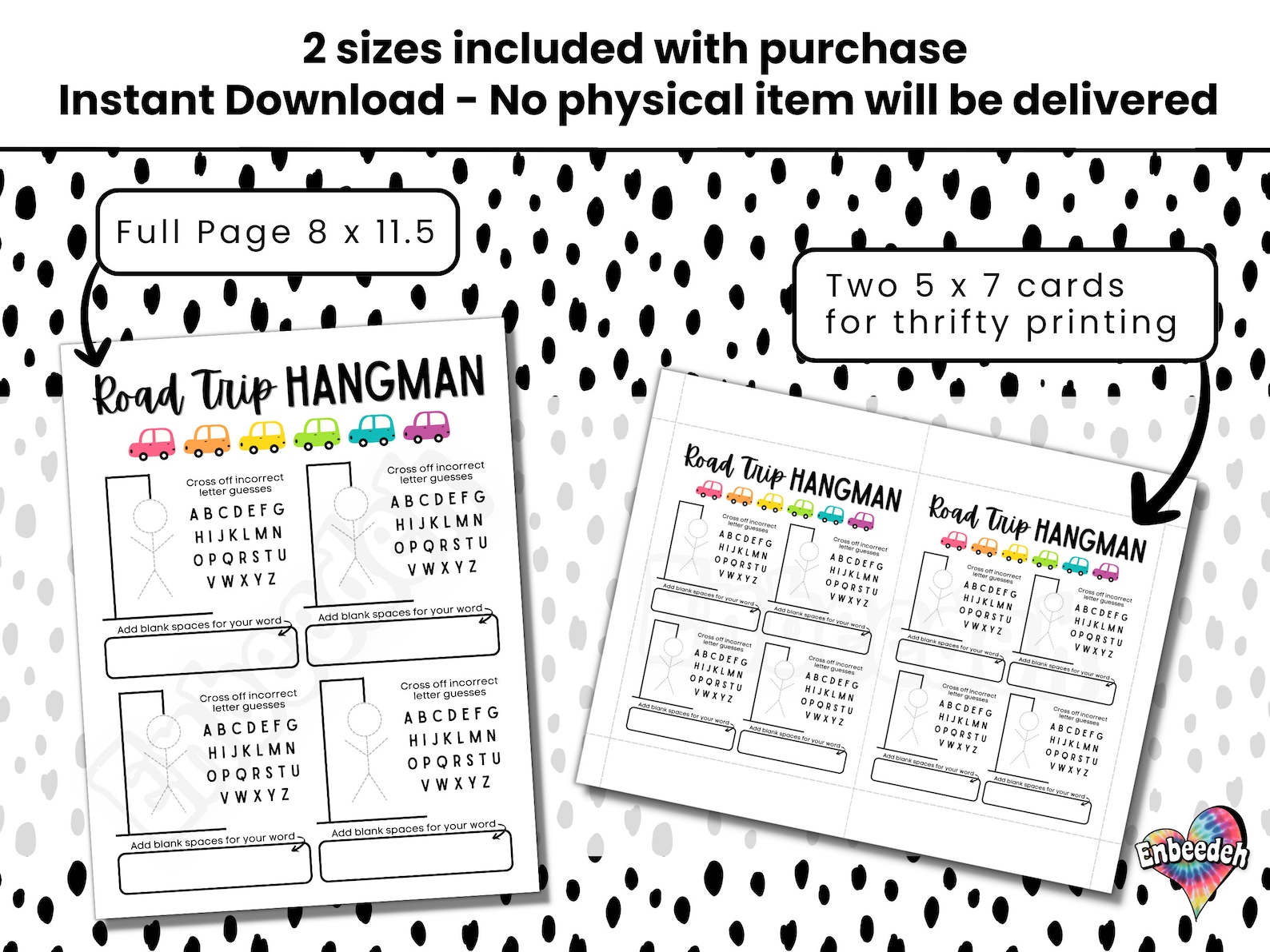 Hangman Game Printable | Kids Road Trip Fun | Summer Activity | Car ...