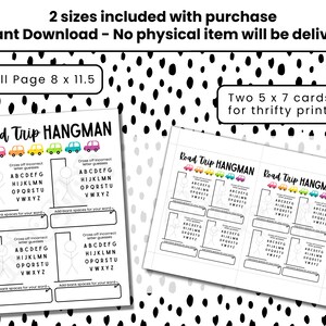 Hangman Game Printable | Kids Road Trip Fun | Summer Activity | Car ...