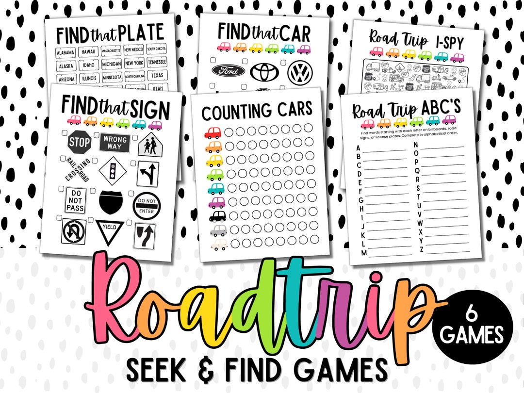 Road Trip Seek and Find Games: Family Car Scavenger Hunt (PDF) - Etsy