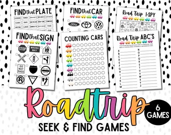 Road Trip Games Printable Activities Family Vacation Scavenger Hunt Car ...