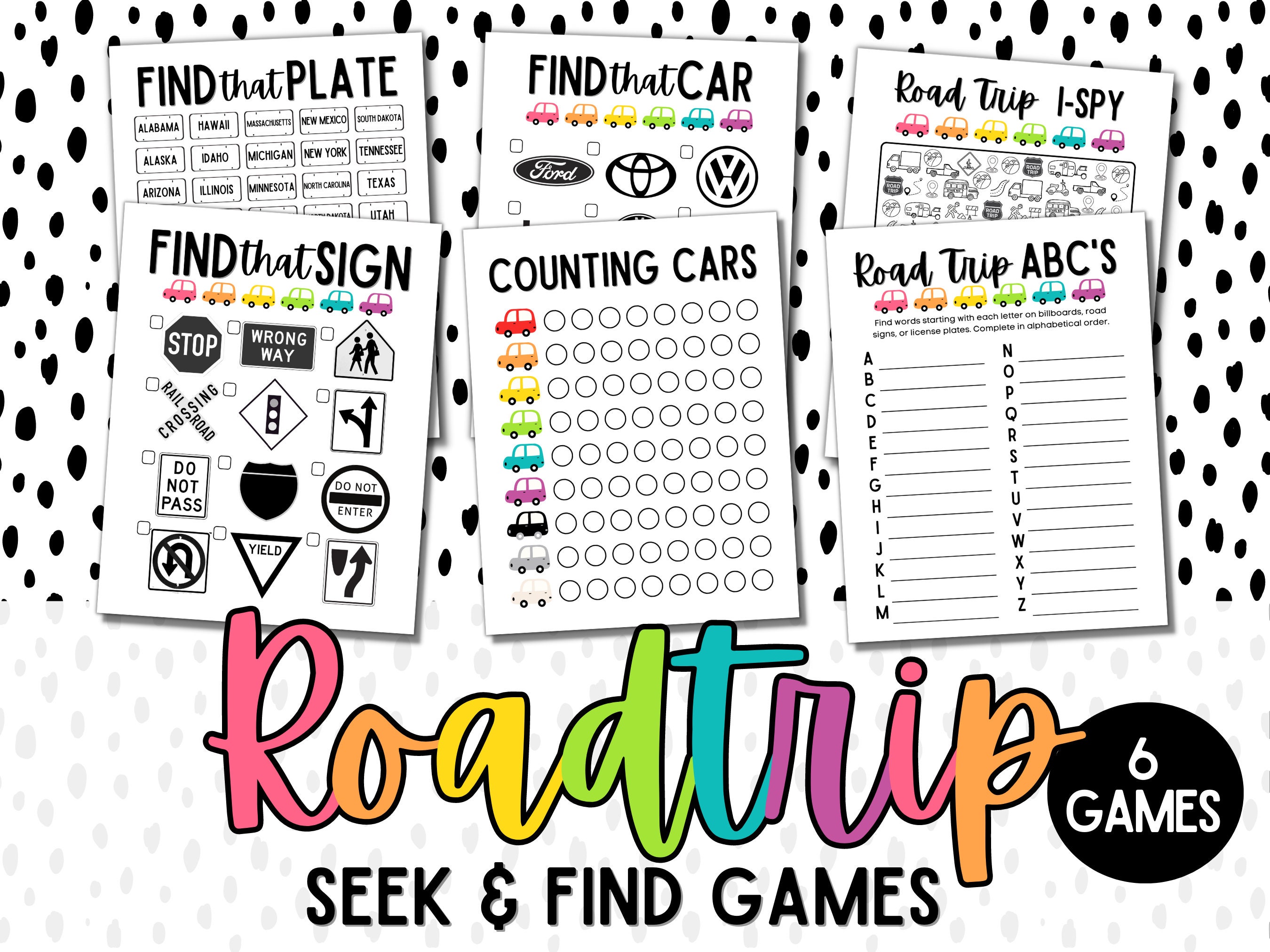 Road Trip Seek and Find Games: Family Car Scavenger Hunt (PDF) - Etsy