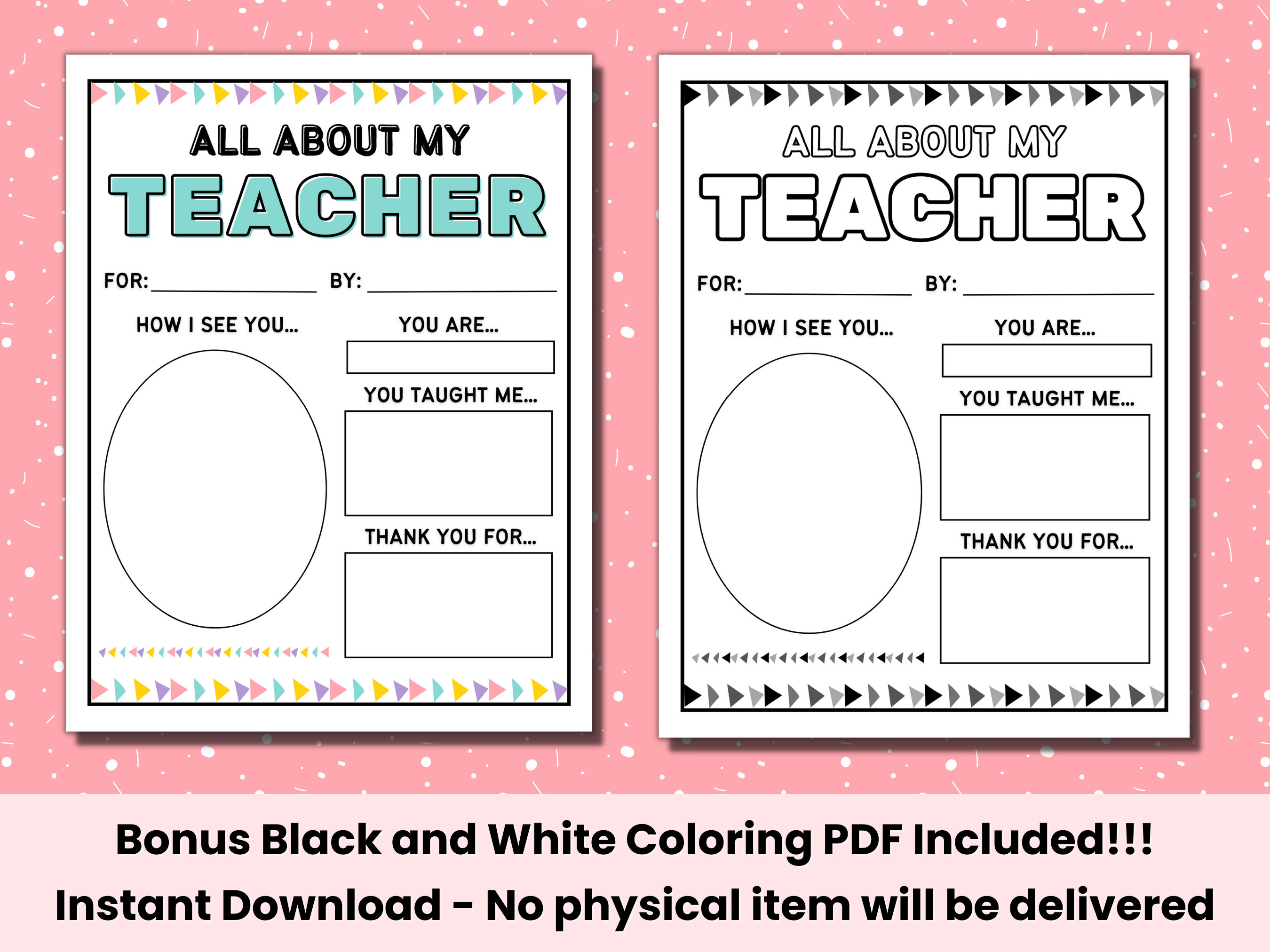 Teacher Appreciation Gift Printable Teacher Thank You All About My ...