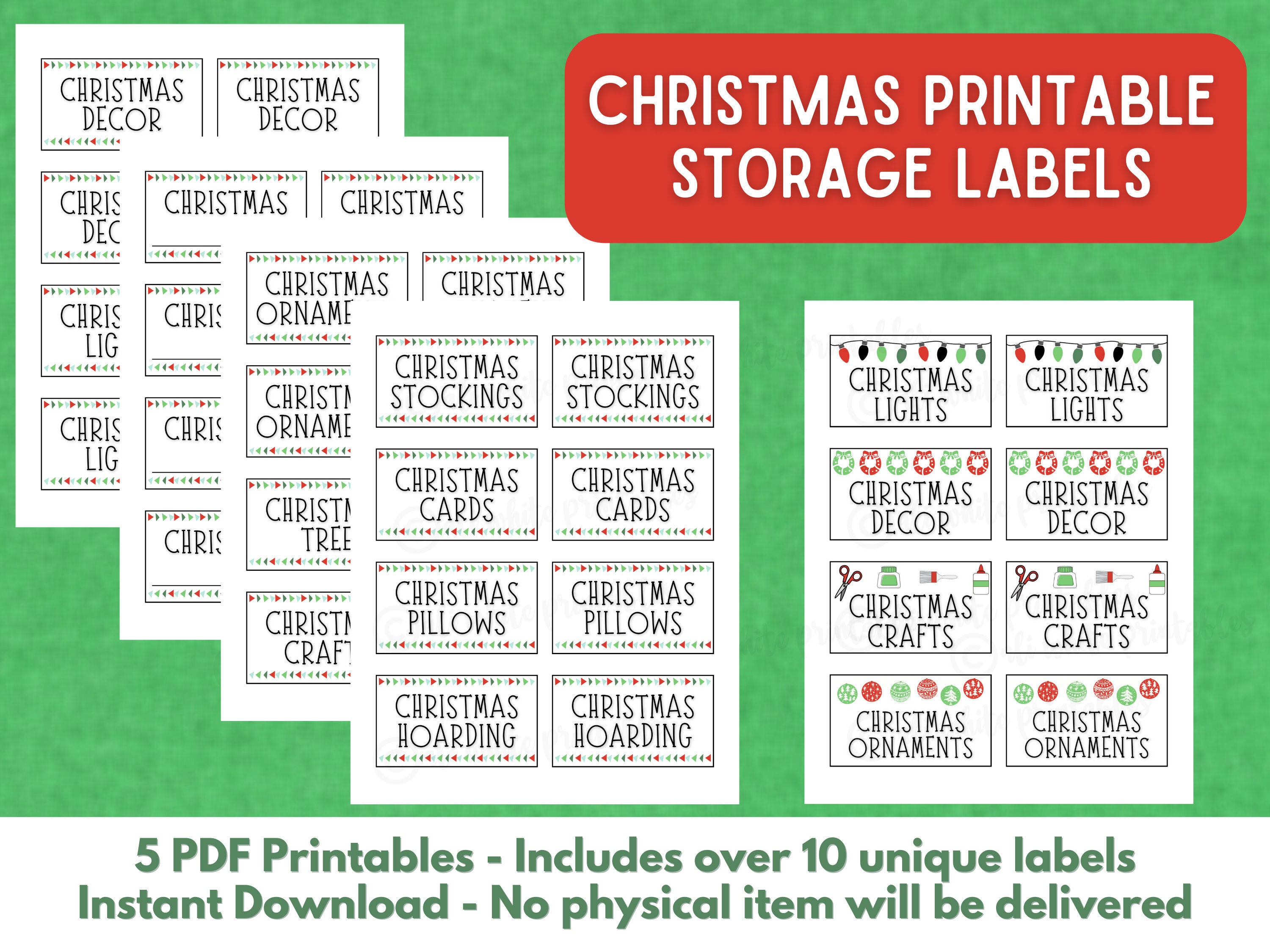 Printable Christmas Storage Labels, Holiday Decor Tags (PDF) - Etsy