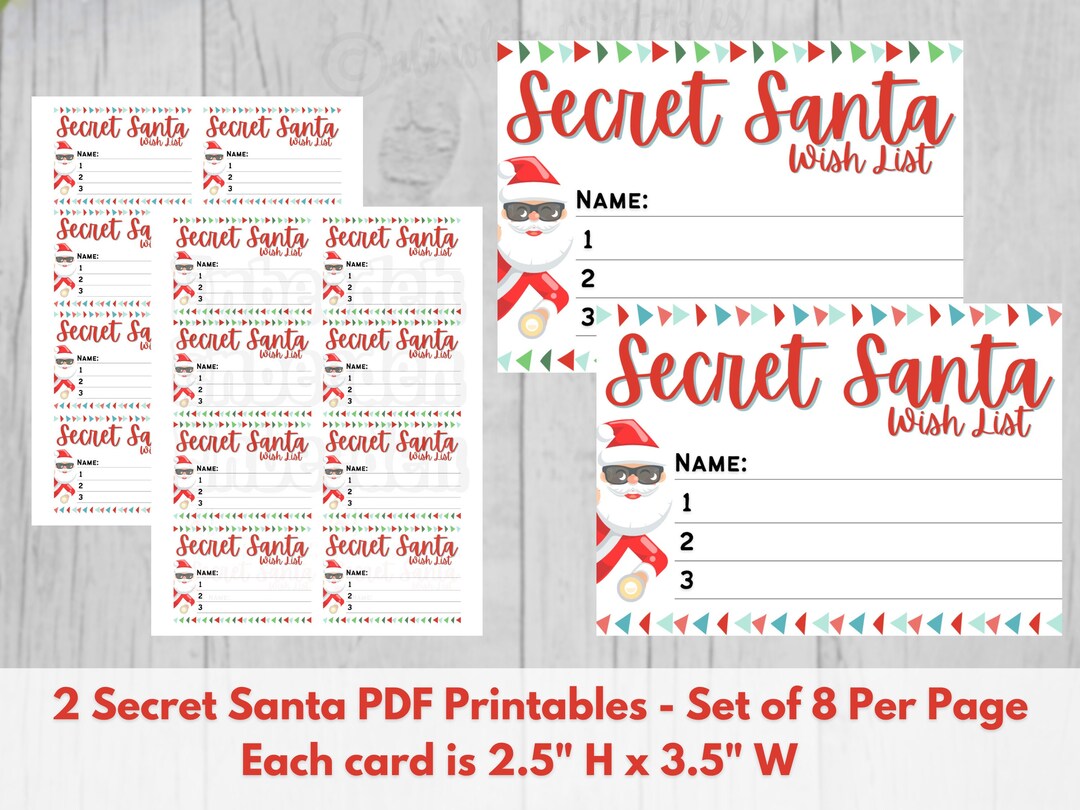 Secret Santa Wish List Cards, Gift Exchange Questionnaire (PDF) - Etsy