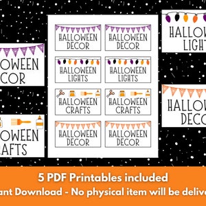 Halloween Printable Storage Labels Tags Instant Download PDF Format Fun ...