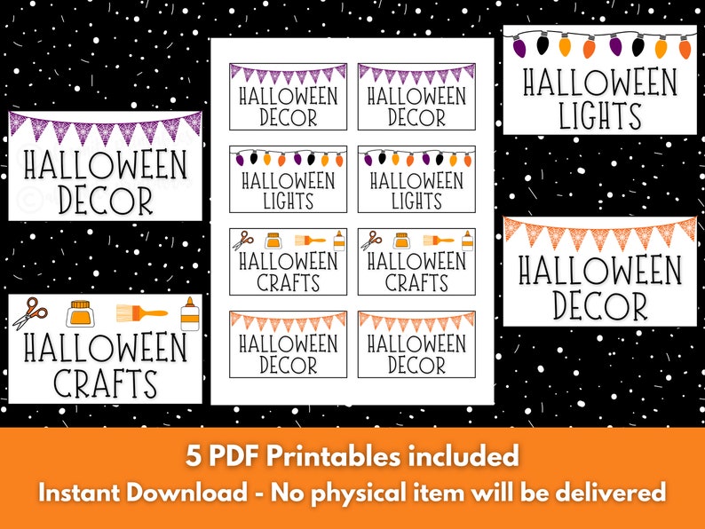 Halloween Printable Storage Labels Tags Instant Download PDF Format Fun ...