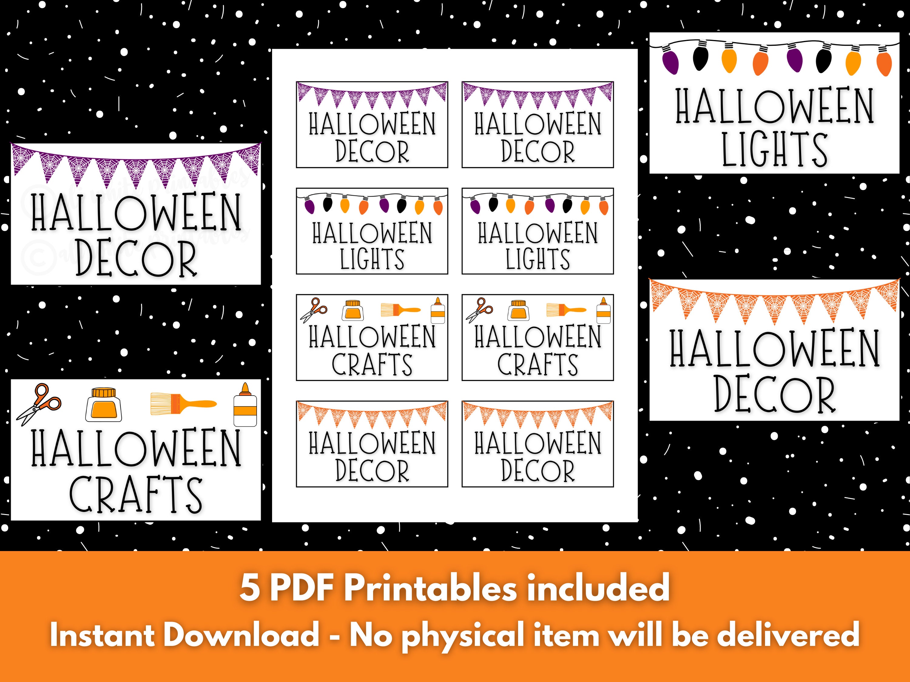 Halloween Printable Storage Labels Tags Instant Download PDF Format Fun ...