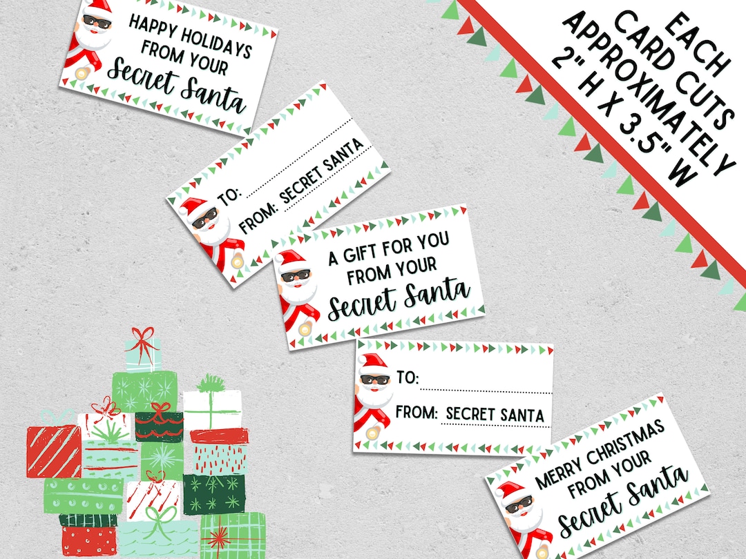 Secret Santa Printable Modern Gift Tags Gift Exchange PDF Christmas ...