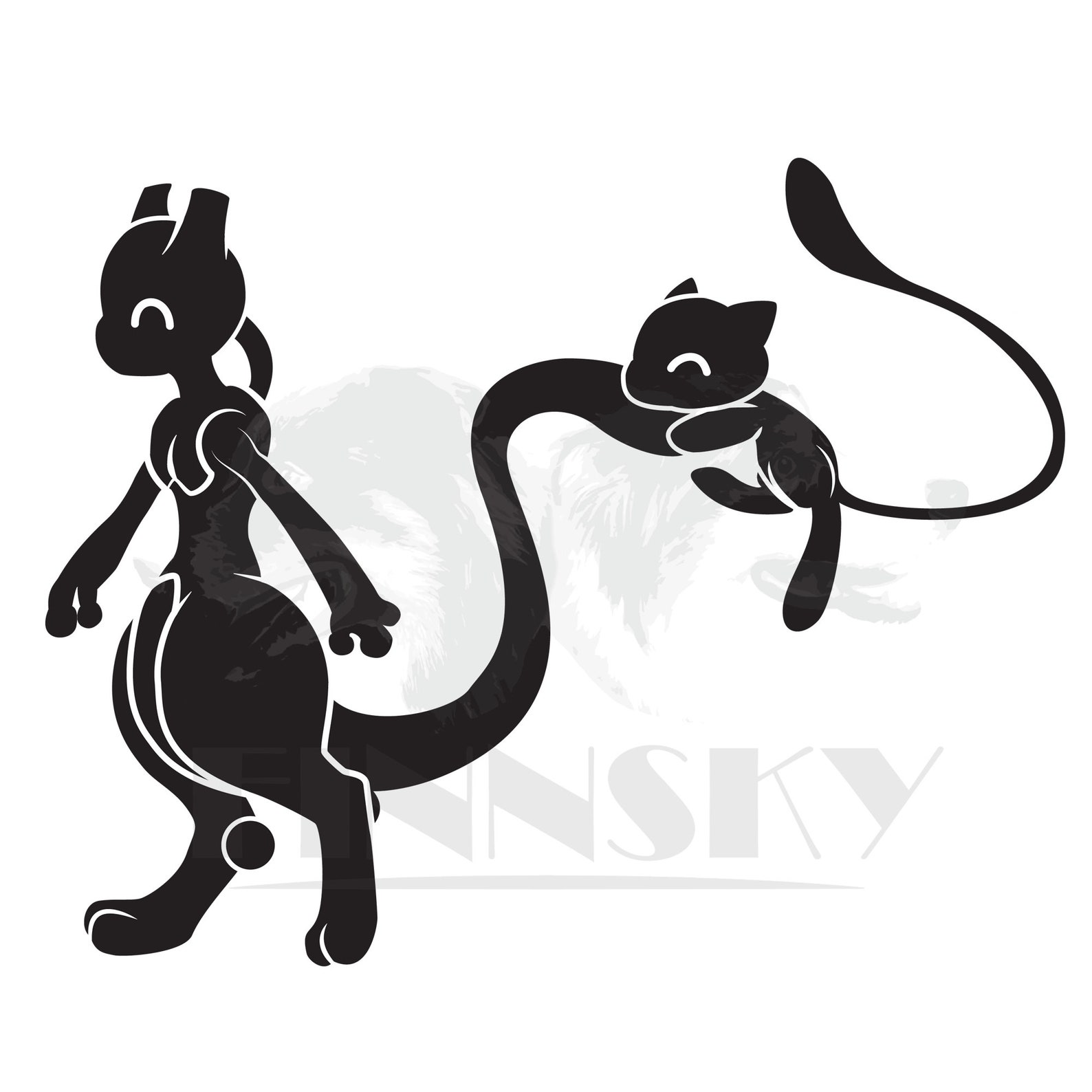 Mewtwo and Mew SVG - Etsy