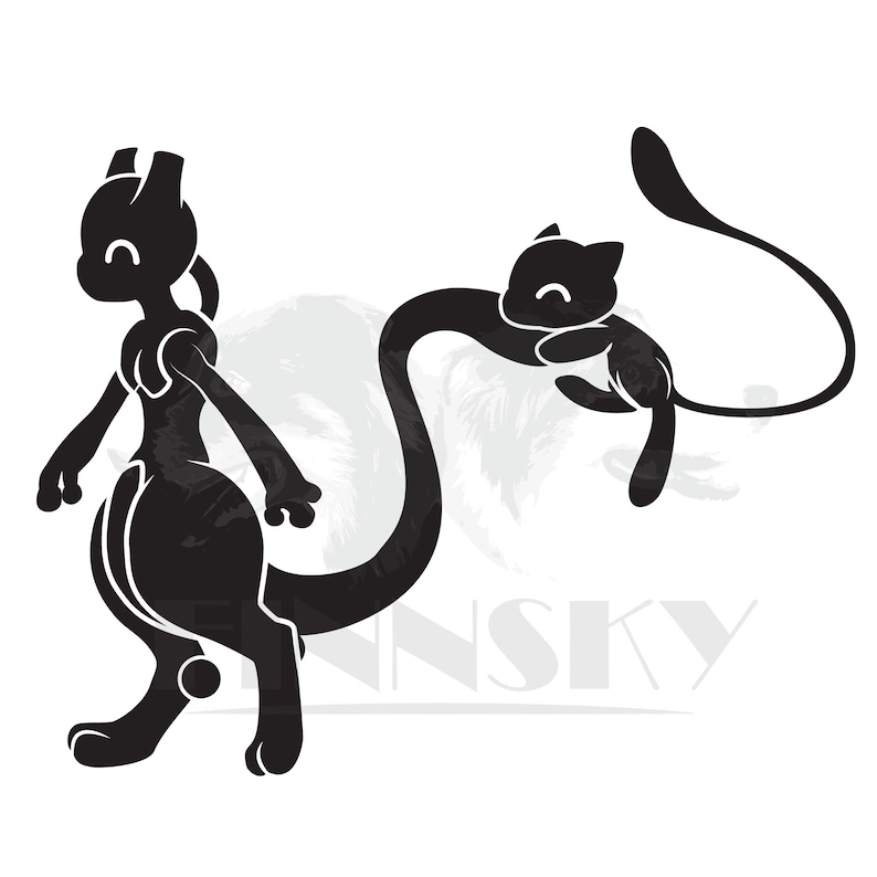 Mewtwo and Mew SVG - Etsy