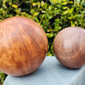 Wooden Sphere -- Spherical Wood Sculpture -- Unique Handcrafted Wood ...