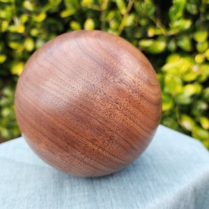 Wooden Sphere -- Spherical Wood Sculpture -- Unique Handcrafted Wood ...