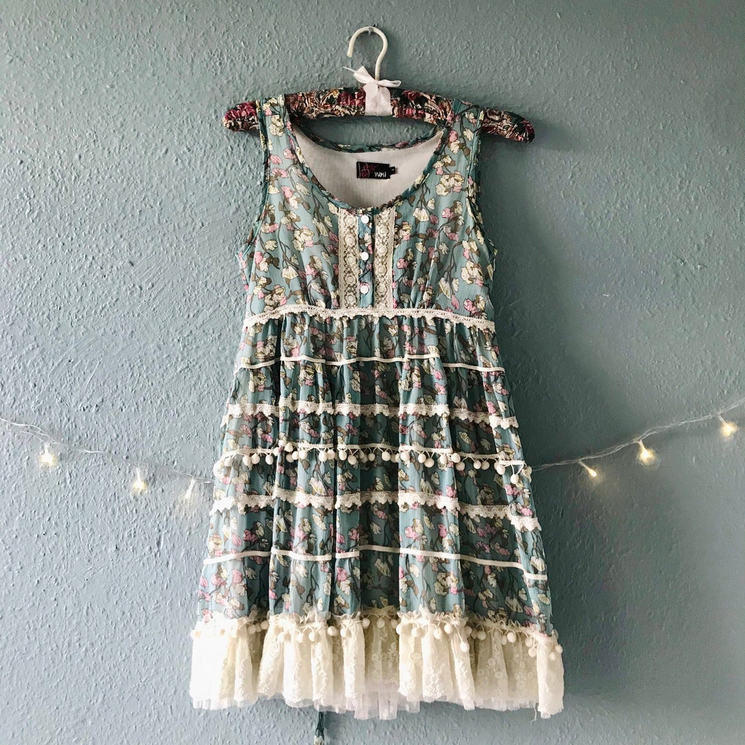 Vintage Style Blue Frill Dress - Etsy UK