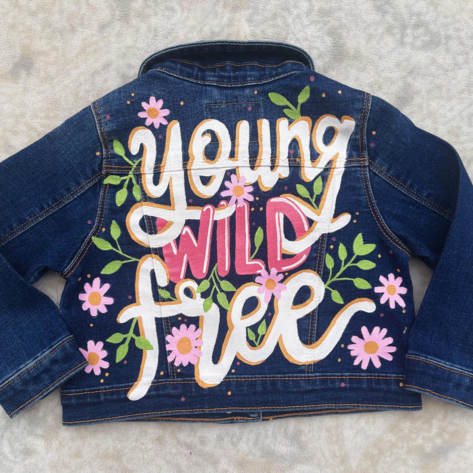 Young Wild Free Denim Jacket Kids Jackets Hand Painted Jacket Gift ...