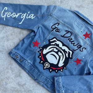 Custom Georgia Bulldogs Painted Denim Jacket – Game Day Fan Apparel ...