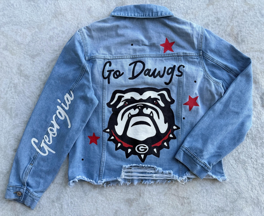 Custom Georgia Bulldogs Painted Denim Jacket – Game Day Fan Apparel ...