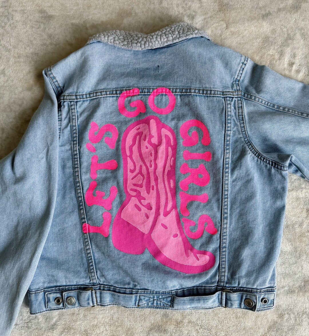 Lets Go Girls Denim Jacket / Painted Denim Jacket / Custom Jacket ...