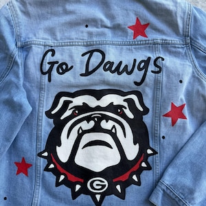 Custom Georgia Bulldogs Painted Denim Jacket – Game Day Fan Apparel ...