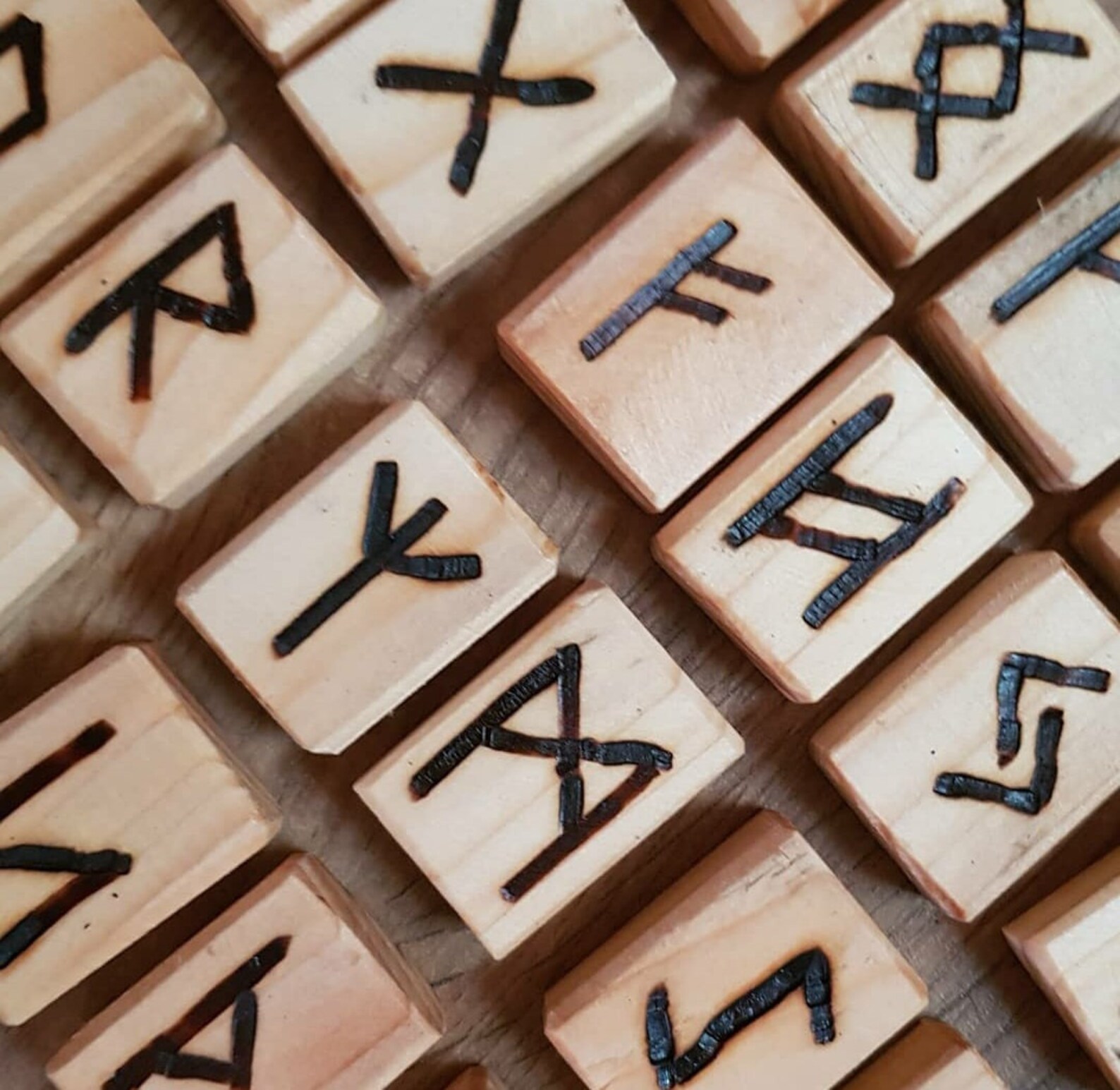 Handmade Wooden Rune Set with Custom Bag 24 Ancient Runes | Etsy