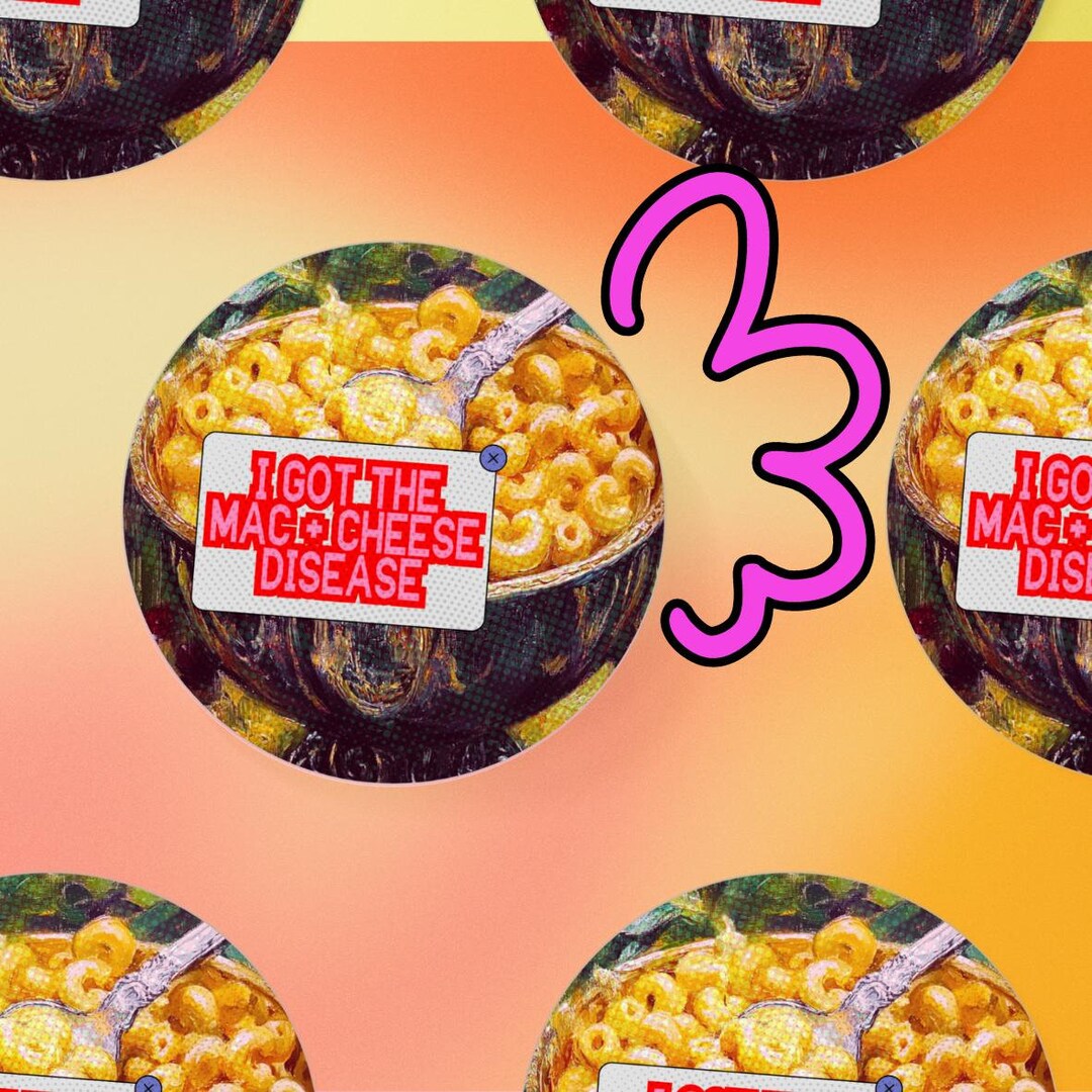 Vinyl Stickers, Funny Renaissance Macaroni and Cheese Design, Mac ...