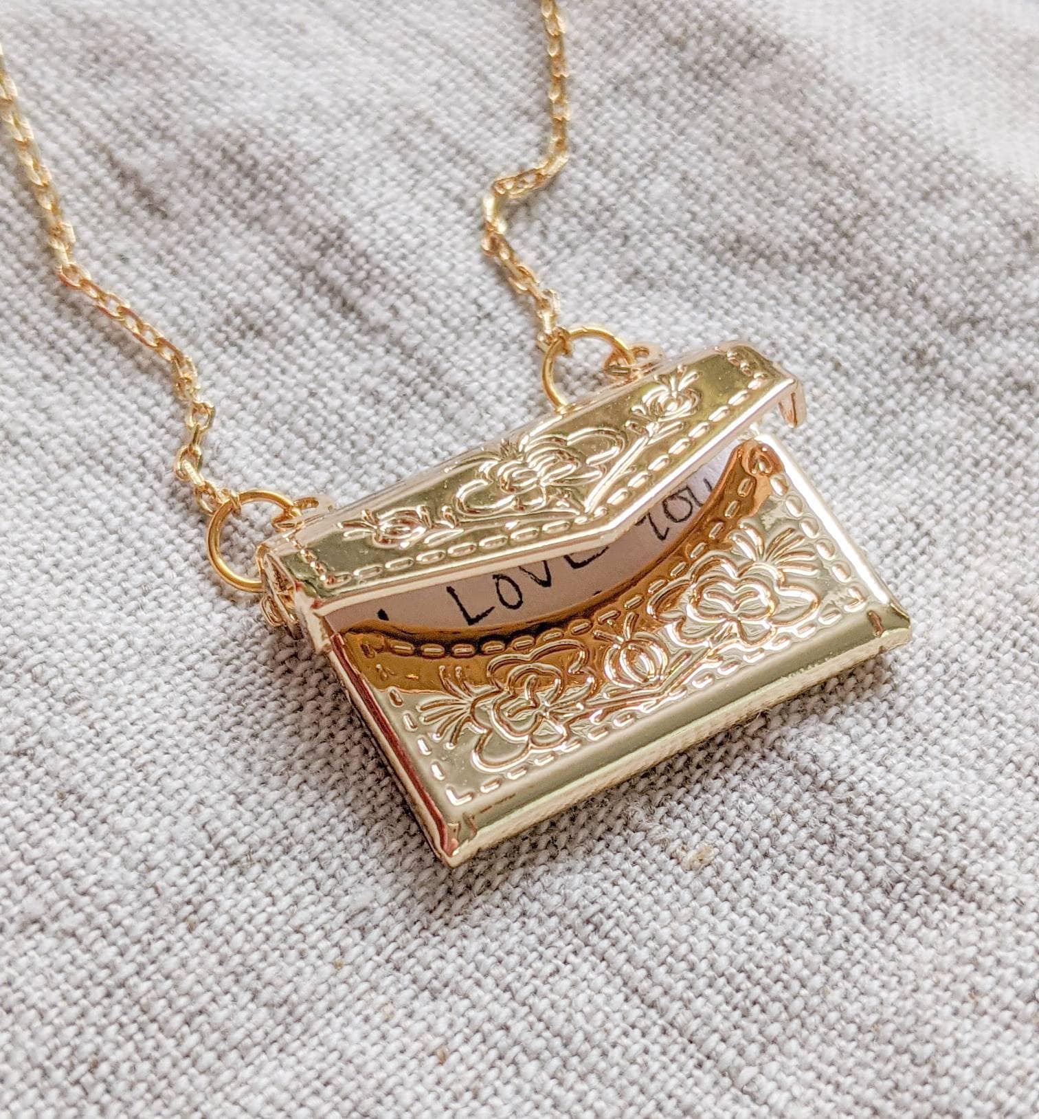 Secret Compartment Envelope Necklace Romanic Envelope Locket - Etsy