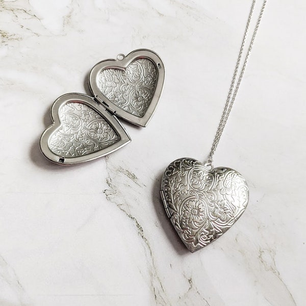 Large Silver Locket - Etsy