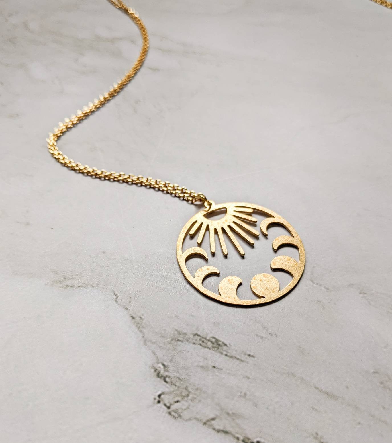Sun and Moon Phases Necklace Moon Cycle Necklace Celestial - Etsy