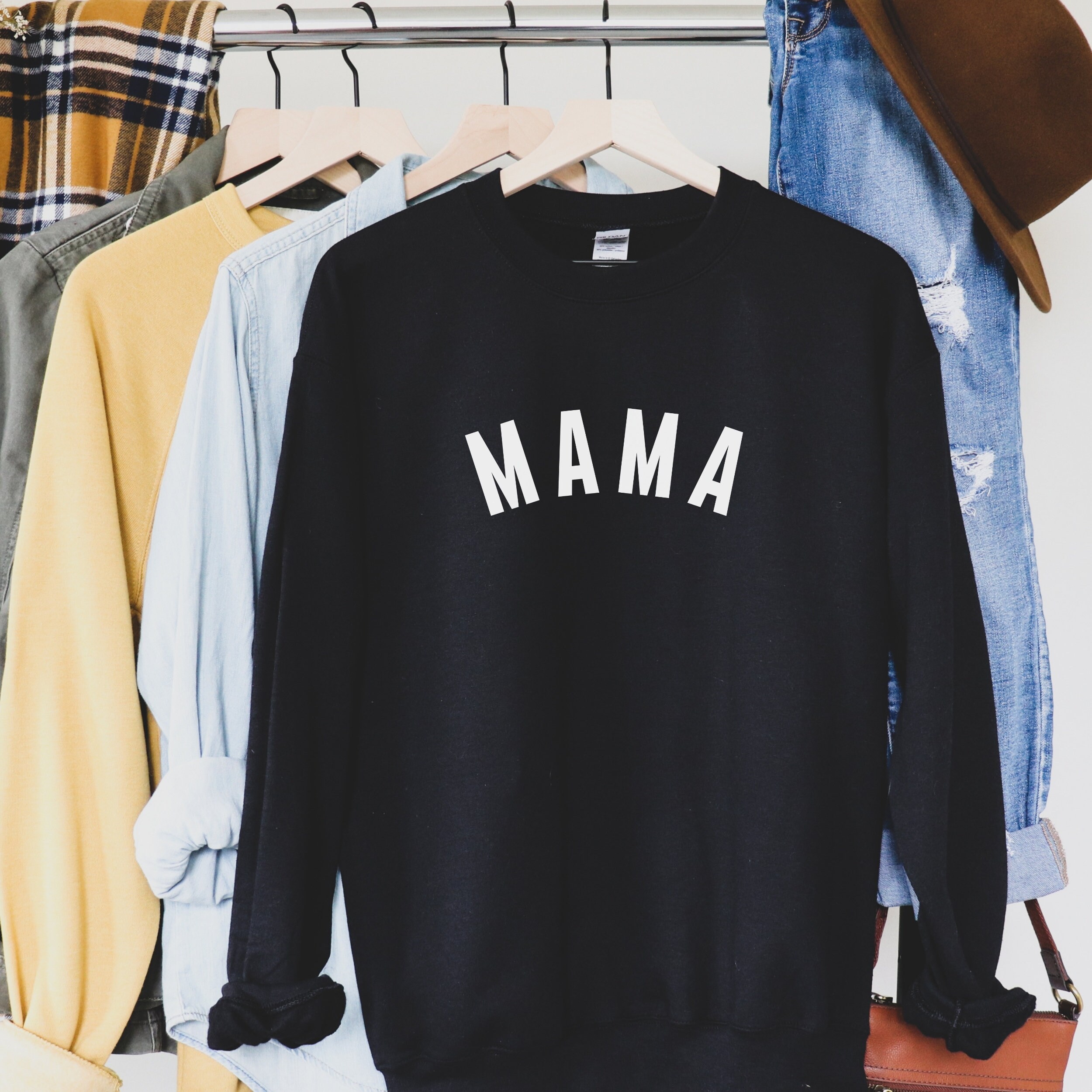 Mama Sweatshirt Block Letters. Mama Crewneck. Mama T-shirt. | Etsy