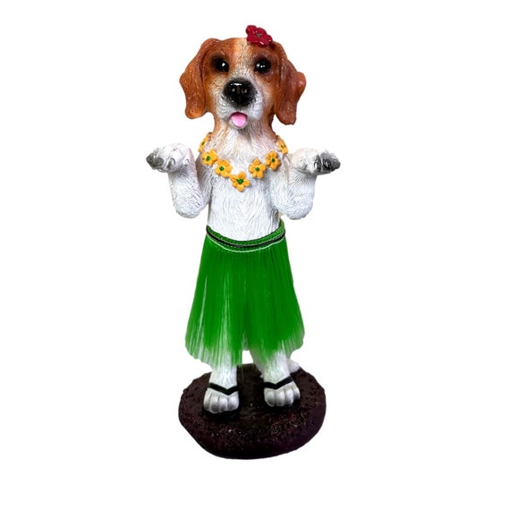 Beagle Dashboard Hula Dog Hawaiian Dancer With Lei & Grass | Etsy
