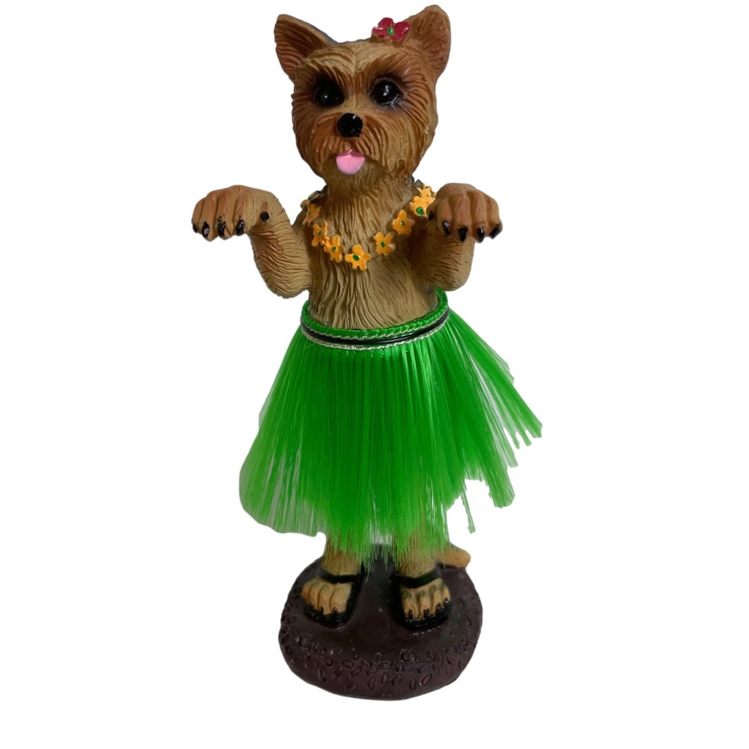 Hula Yorkshire Terrier Bobblehead, Hand-painted Dashboard Dog - Etsy