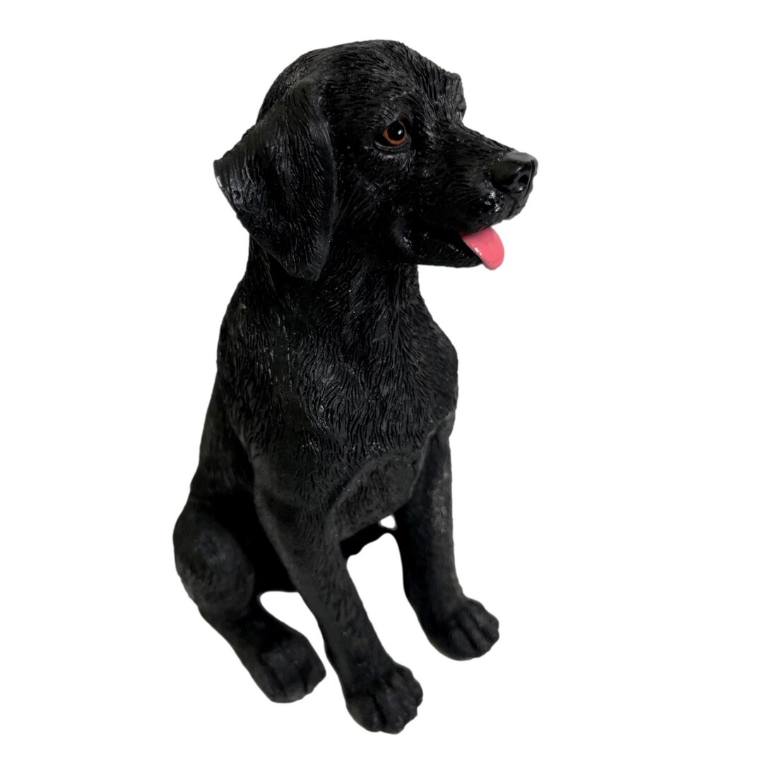 Black Labrador Retriever Figurine Statue Sitting Dog Figurine ...